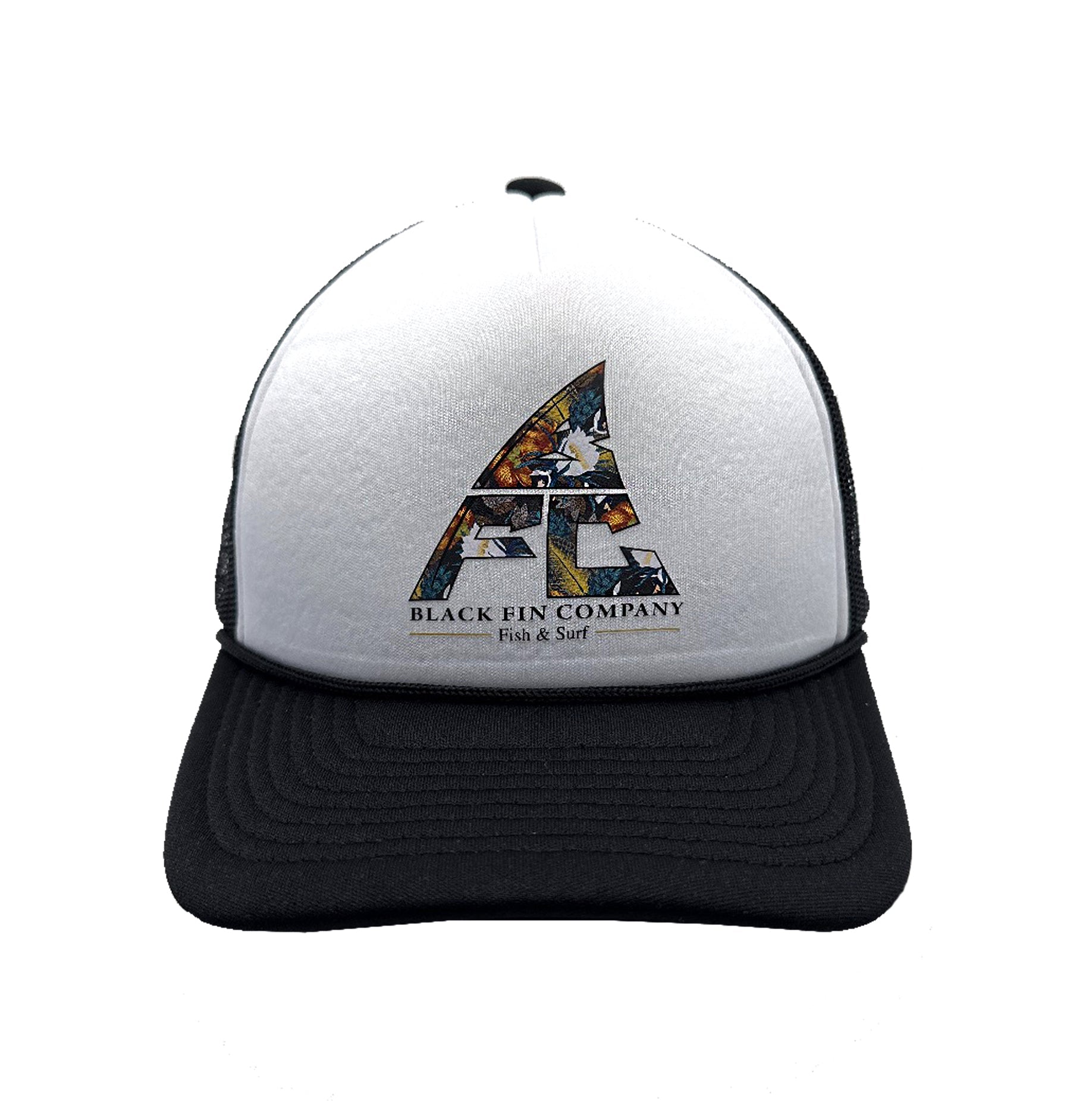 BFC Logo Mid Profile Mesh Back Trucker Hat – Black Fin